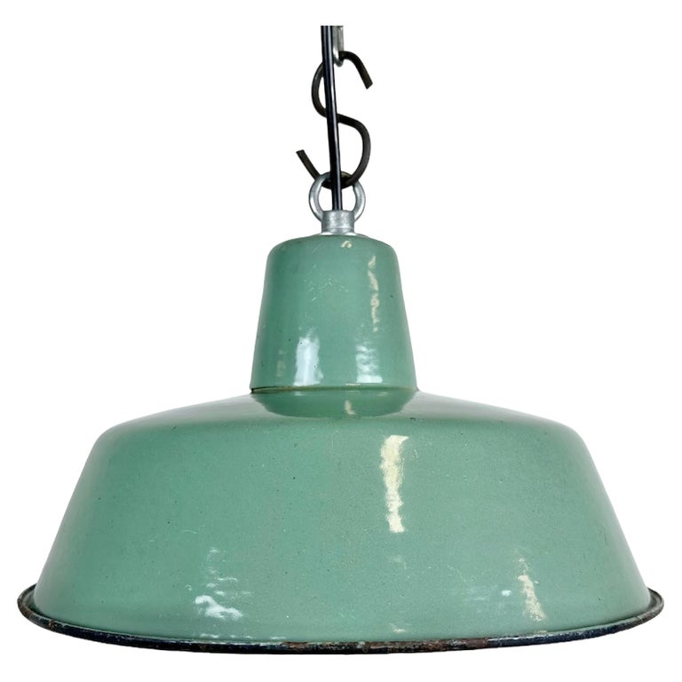 Small Industrial Petrol Enamel Pendant Lamp, 1960s For Sale at 1stDibs