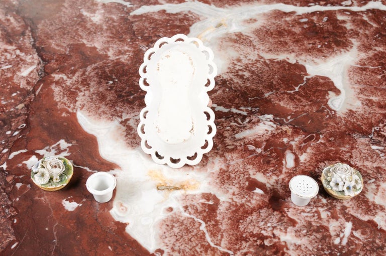 Small Italian 1860s Painted Ceramic Floral Desk Set with Ink and Sand ...