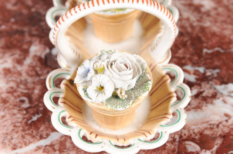 Small Italian 1860s Painted Ceramic Floral Desk Set with Ink and Sand ...