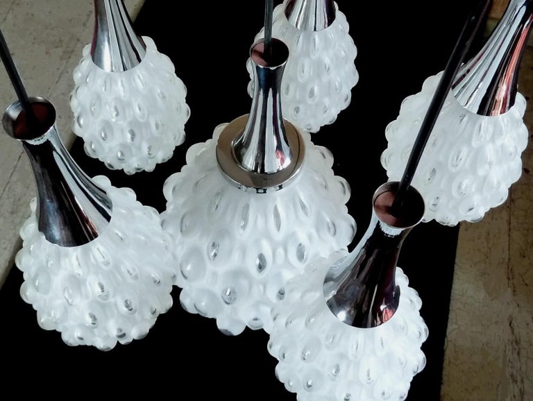 Small Kaiser Pineapple Cascade Ceiling Lamp in Frosted Bubble Glass ...
