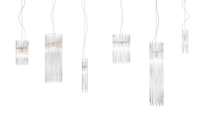 Customizable Small LED Diadema Pendant A in Crystal by Vistosi For Sale ...