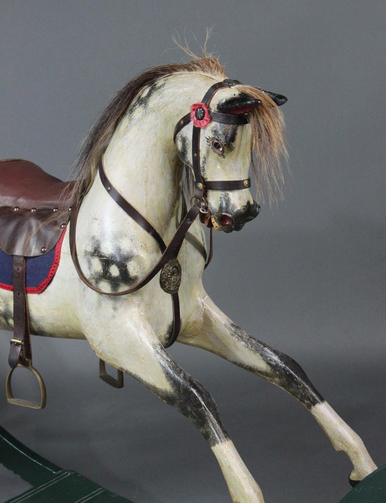 Small Lines Rocking Horse on Curved Wooden Rockers For Sale at 1stDibs