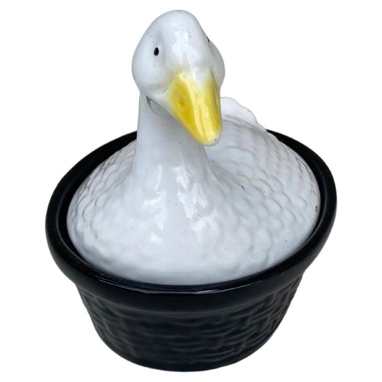 Small Majolica Goose Tureen Pate Tureen For Sale at 1stDibs