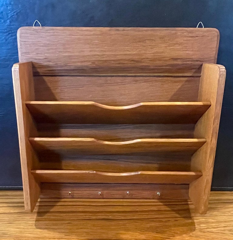Small MCM Teak Wall Shelf / Organizer For Sale at 1stDibs