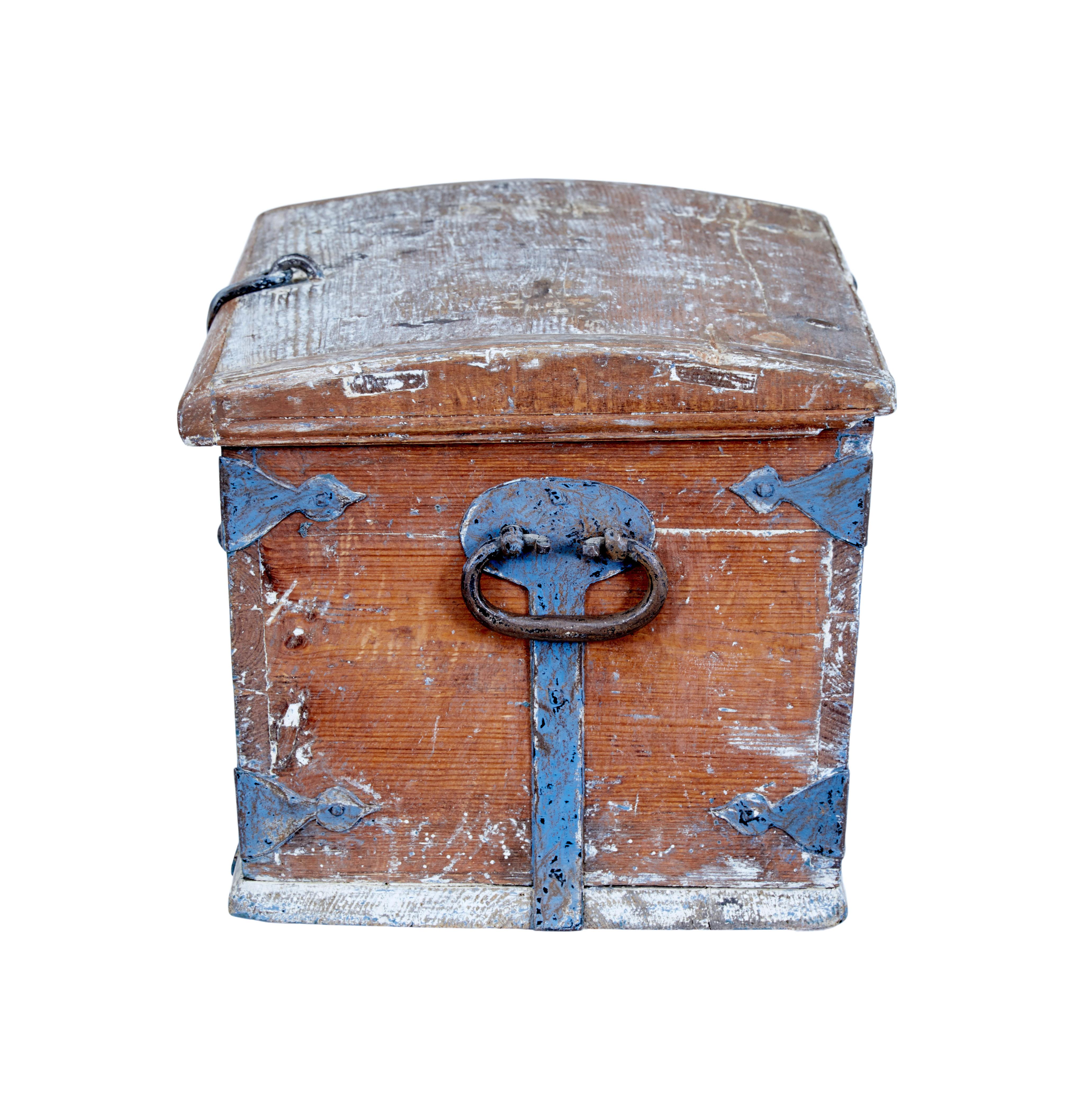 Small Mid 19th Century Swedish Painted Pine Strong Box at 1stDibs