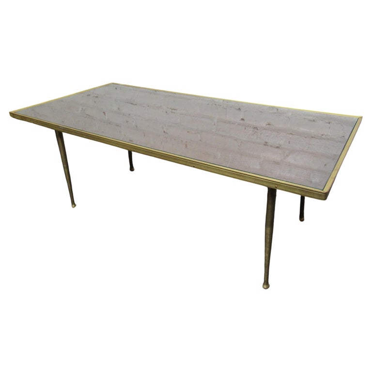 Small Mid-Century Modern Brass Coffee Table For Sale at 1stDibs