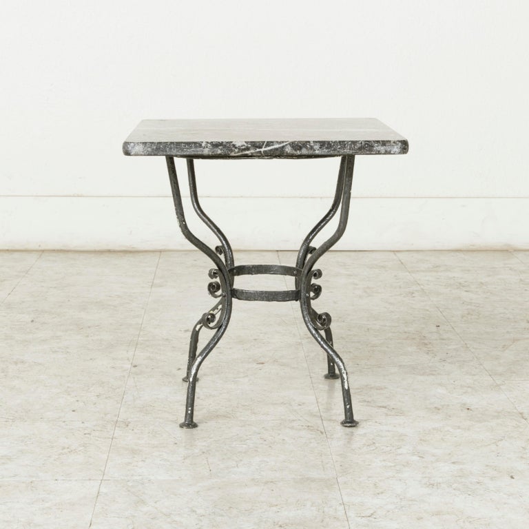 Small Midcentury French Hand Forged Iron Side Table, End Table with ...