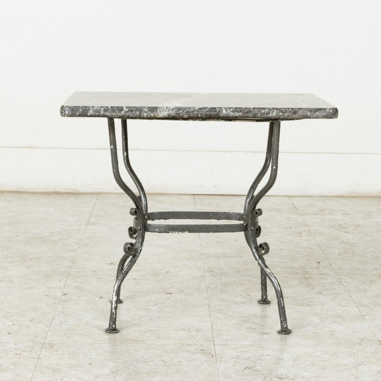 Small Midcentury French Hand Forged Iron Side Table, End Table with ...