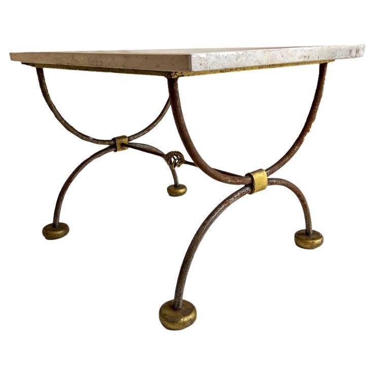 Small Iron with Marble Table, Mid Century at 1stDibs