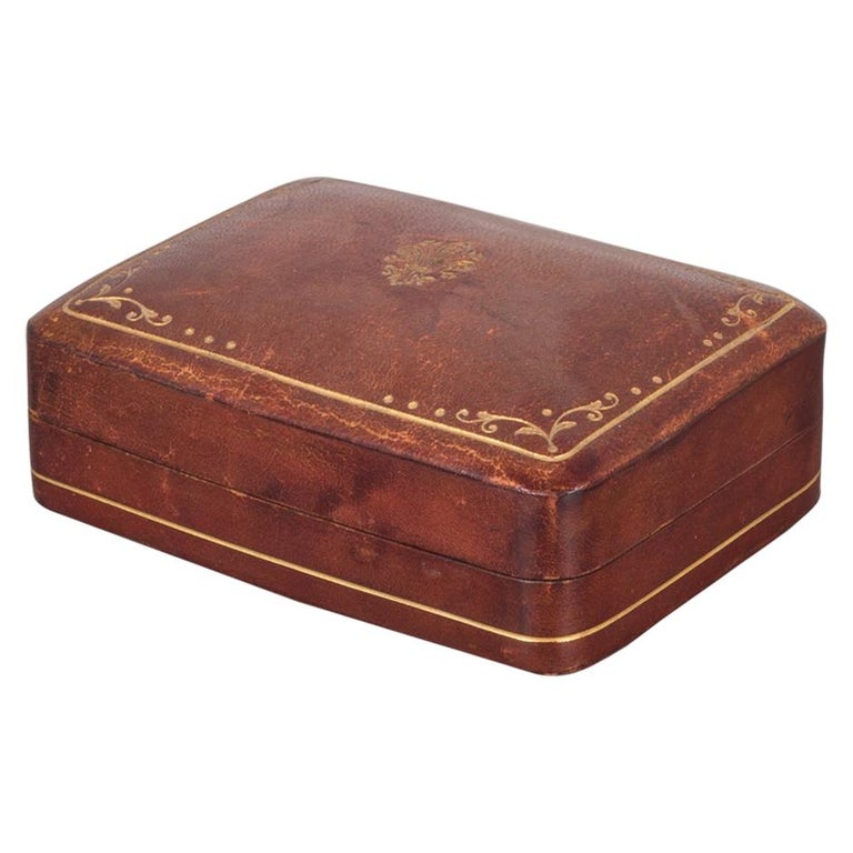 Small Midcentury Italian All Leather Box with Embossed Gold, circa 1960 ...