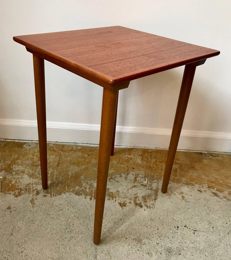Small Mid-Century Modern Tapered Leg Teak Side Table, Denmark at ...