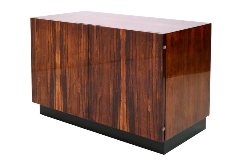 Small Mid Century Two-Door Lowboard on Black Base For Sale at 1stDibs