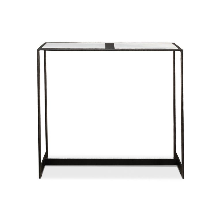 Small Modern Marble Top Iron Console Table For Sale at 1stDibs