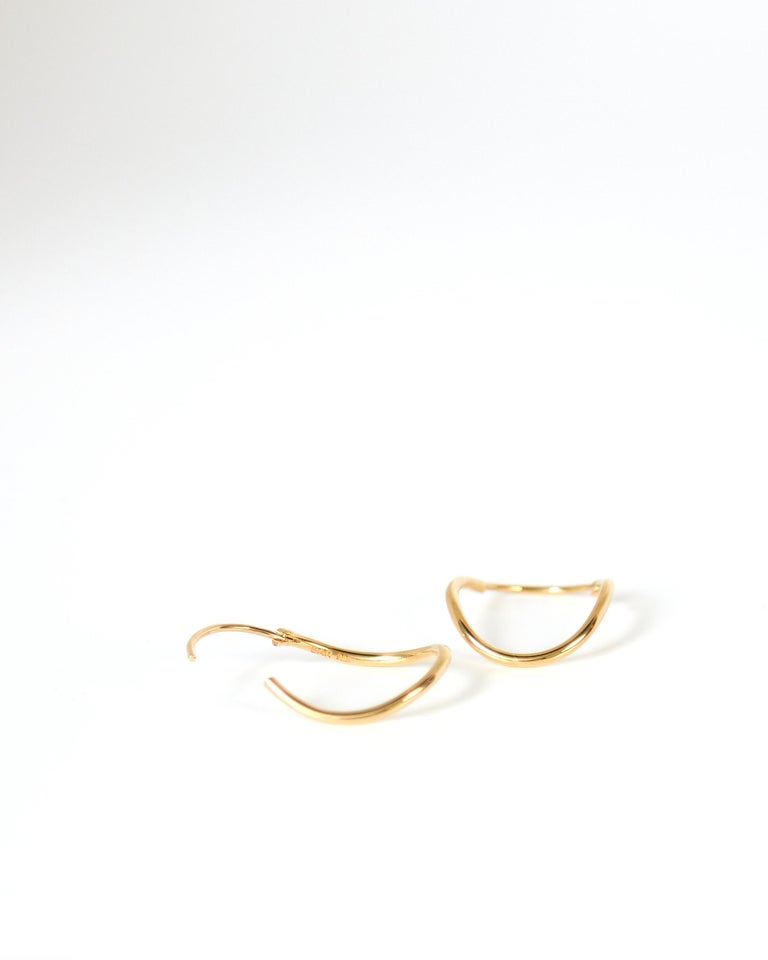 Small Modernist Curve Hoop Earrings, 18 Carat Gold Plated Recycled ...