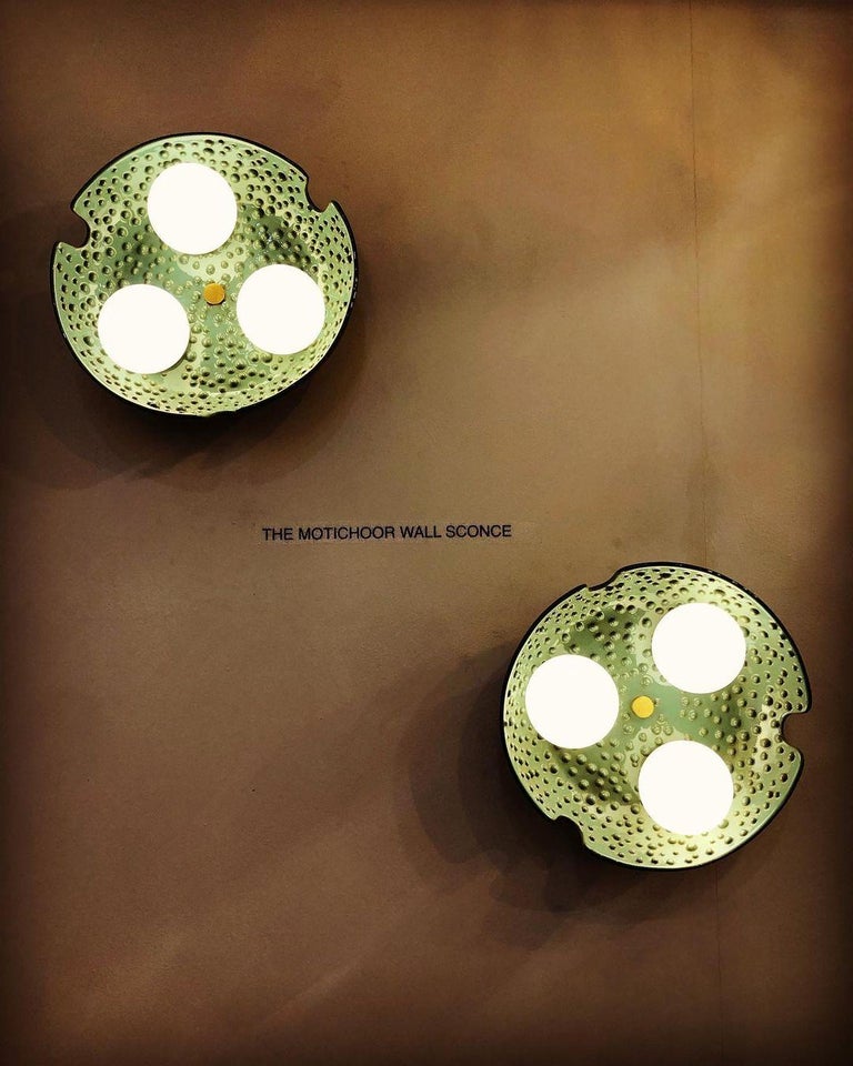 Small Motichoor Flushmount Ceramic Wall Light For Sale at 1stDibs