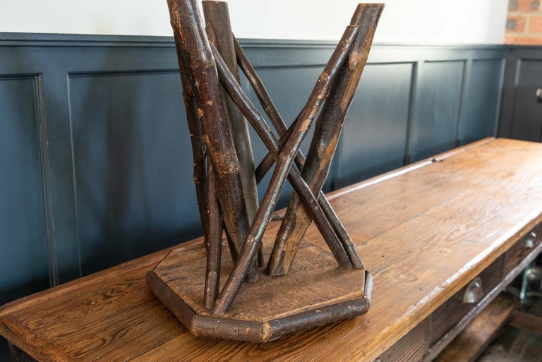 Small Naive Hazel Wood Twig Stool/Side Table, Early 20th Century at 1stDibs