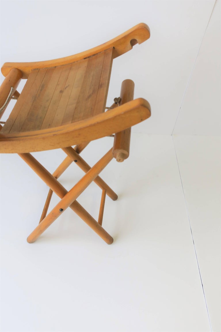 Nautical Blonde Wood Folding Stool or Bench at 1stDibs