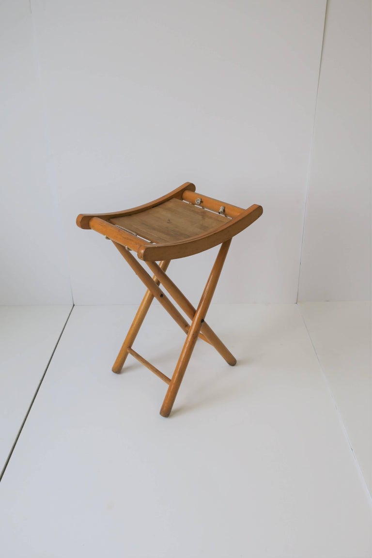 Nautical Blonde Wood Folding Stool or Bench at 1stDibs