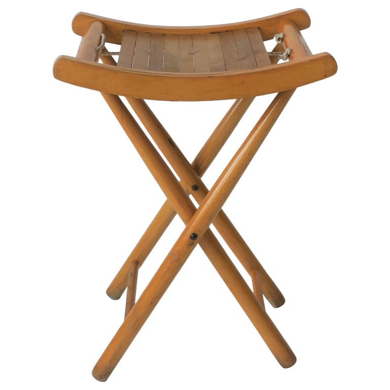 Nautical Blonde Wood Folding Stool or Bench at 1stDibs