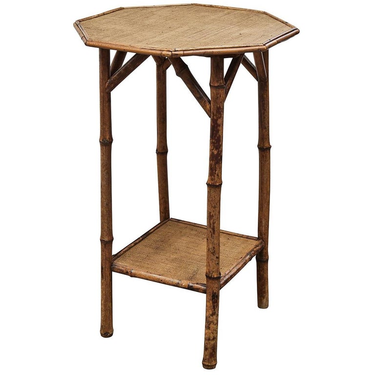 Small Octagonal Top Bamboo Side Table at 1stDibs