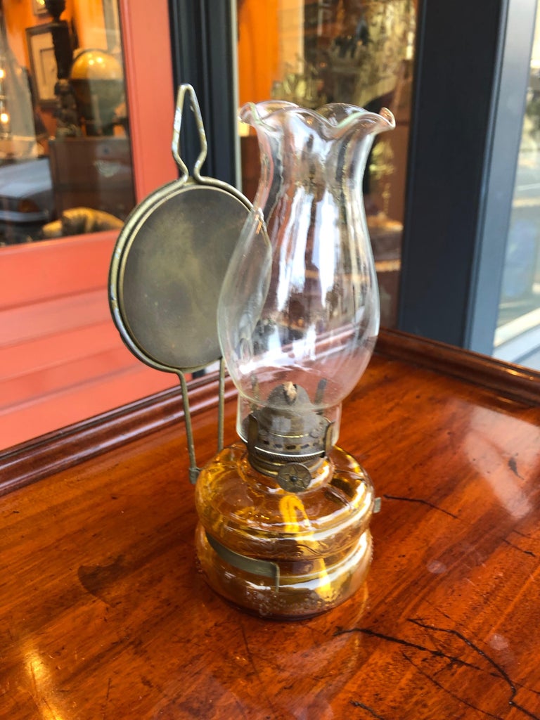 Small Oil Lamp with Brass Reflector Hallway Sconce For Sale at 1stDibs ...