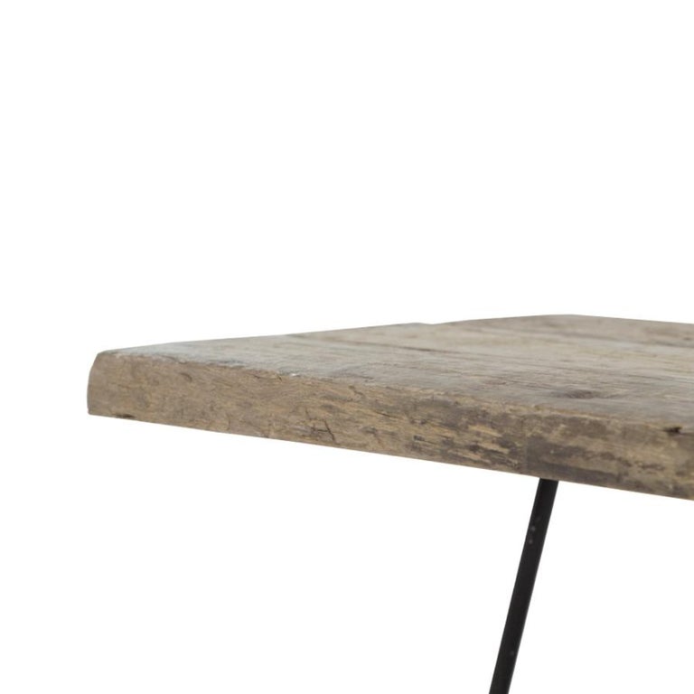 Small Old Elm Table with Iron Structure, Made in Italy For Sale at 1stDibs