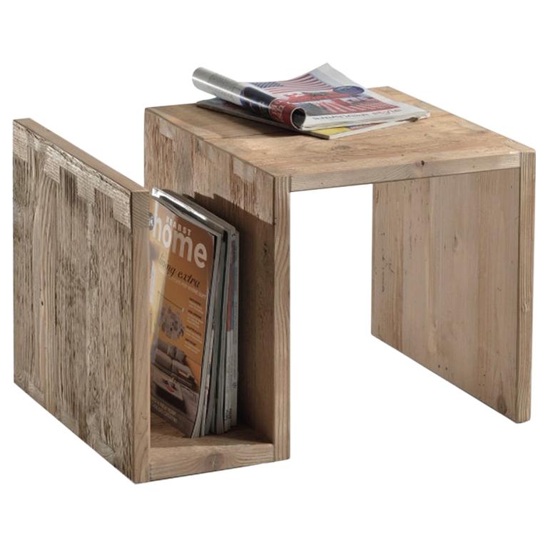 Small Old Fir Coffee Table with Magazine Rack, Made in Italy For Sale ...