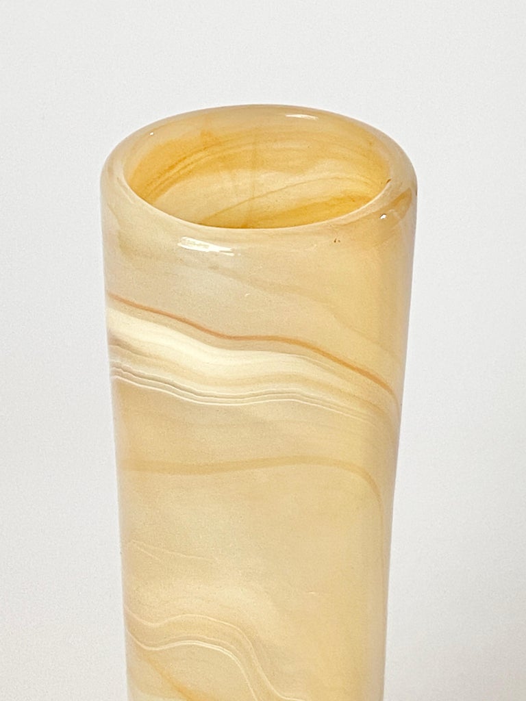 Small Onyx Vase, in a Cylindrical Shape, Beige Color, Italy circa 1970 ...