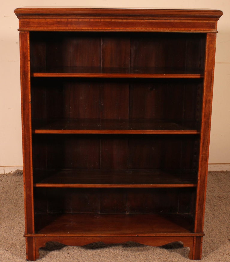 Small Open Bookcase in Mahogany and Inlays For Sale at 1stDibs