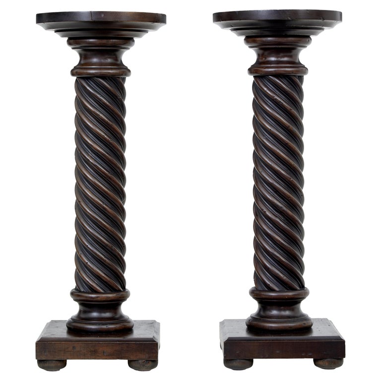 Small pair of late 19th century mahogany barley twist columns For Sale ...