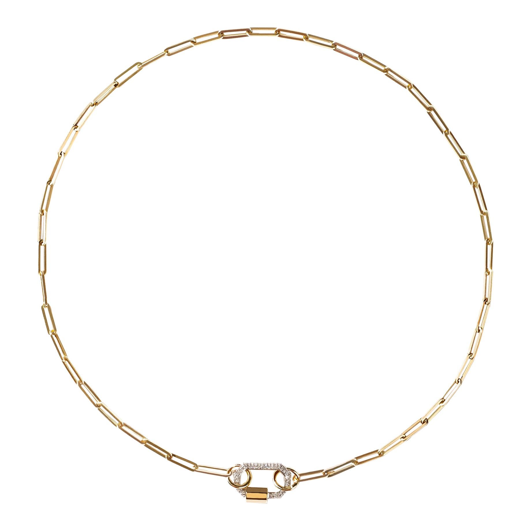 AS29 Small Pave Diamond Lock Necklace in 18k Yellow Gold For Sale at ...