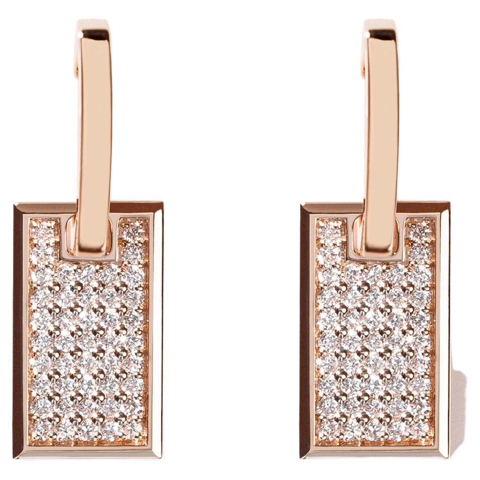 Small Pave Diamond Tag Earrings in 18k Yellow Gold For Sale at 1stDibs