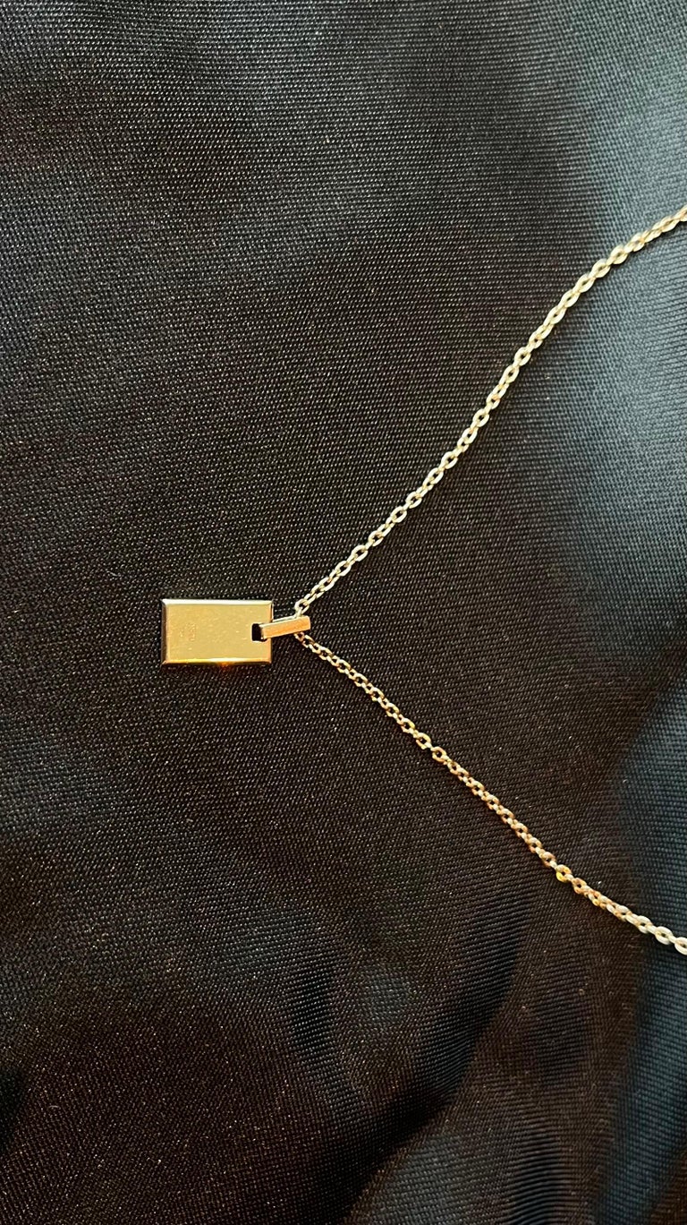 Small Pave Diamond Tag Necklace in 18k Pink Gold For Sale at 1stDibs