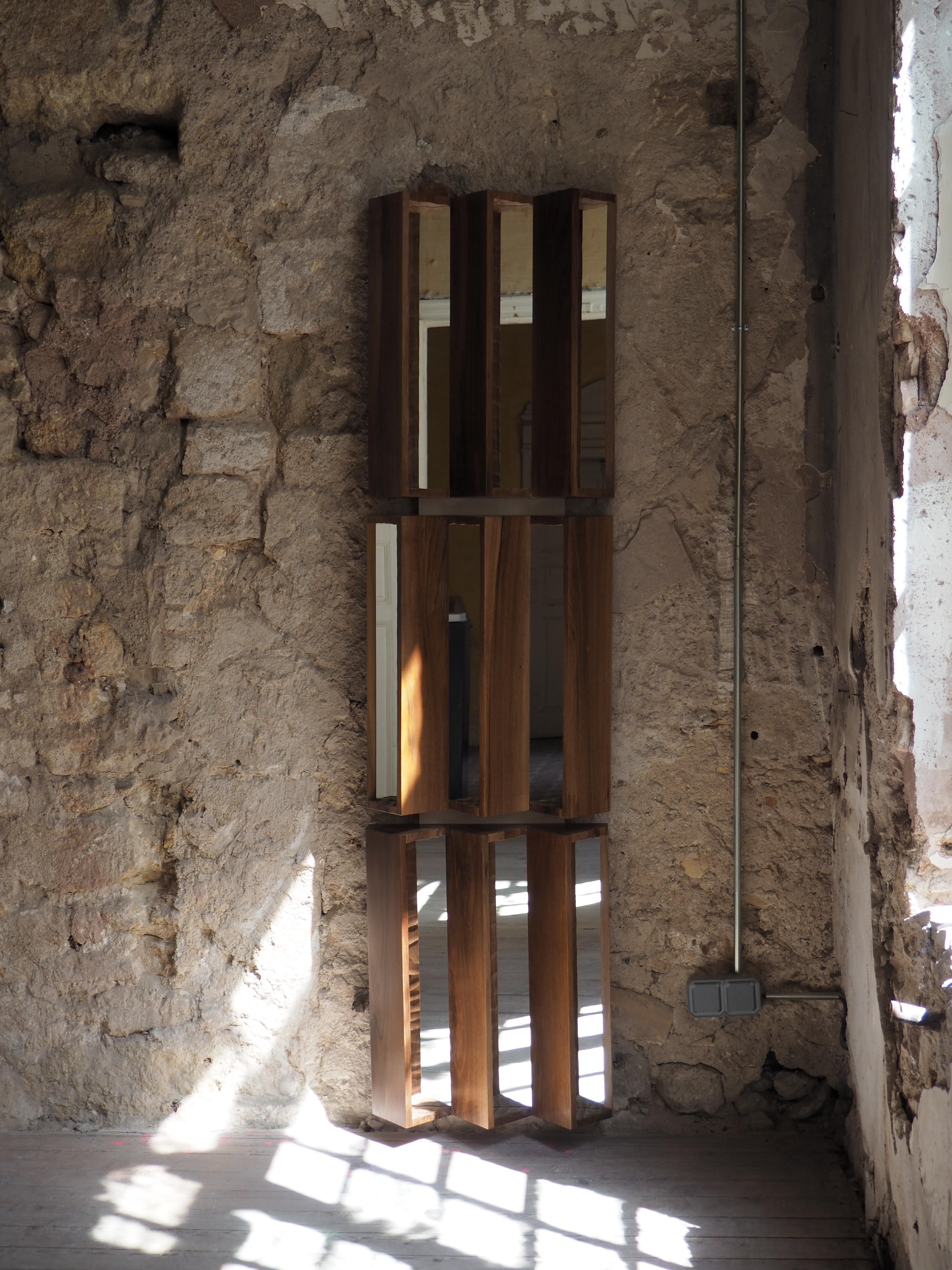 Small PERCEPTION mirror, Walnut wood, Handmade in France For Sale at ...