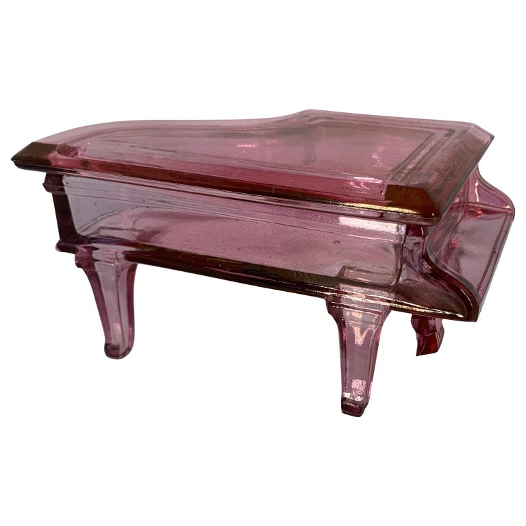 Small Pink Glass Grand Piano Jewelry Box at 1stDibs | small glass ...