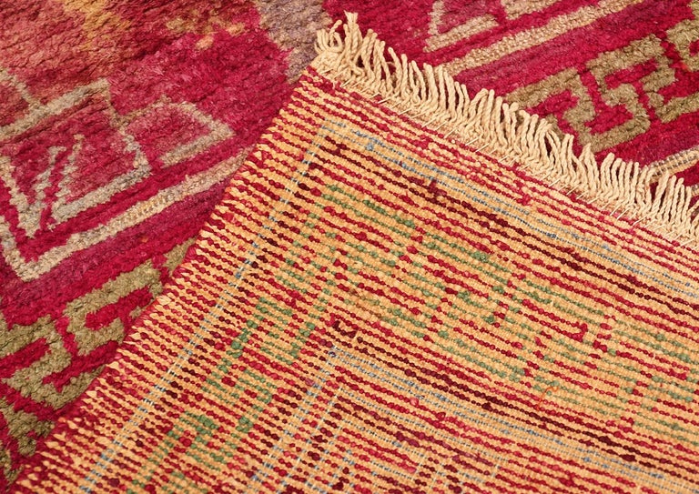 Small Pomegranate Design Antique Purple Silk Khotan Runner Rug at 1stDibs