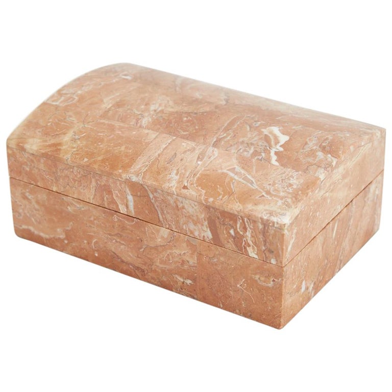 Small Postmodern Dark Peach Tessellated Stone Lidded Decorative Box ...