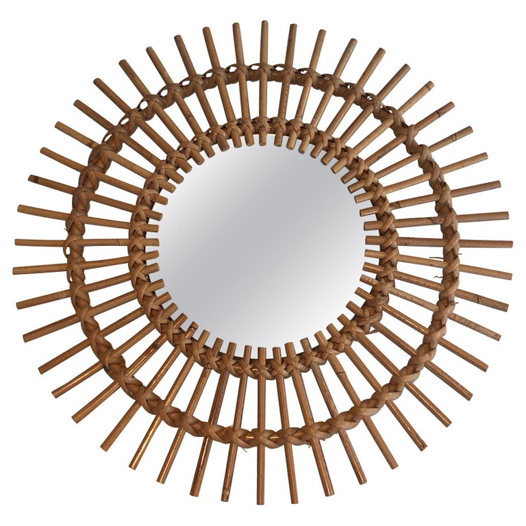Small Rattan Mirror, French, Circa 1970 For Sale at 1stDibs