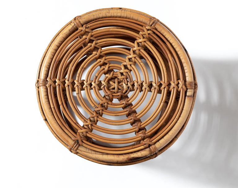 Small Rattan Woven Stool at 1stDibs