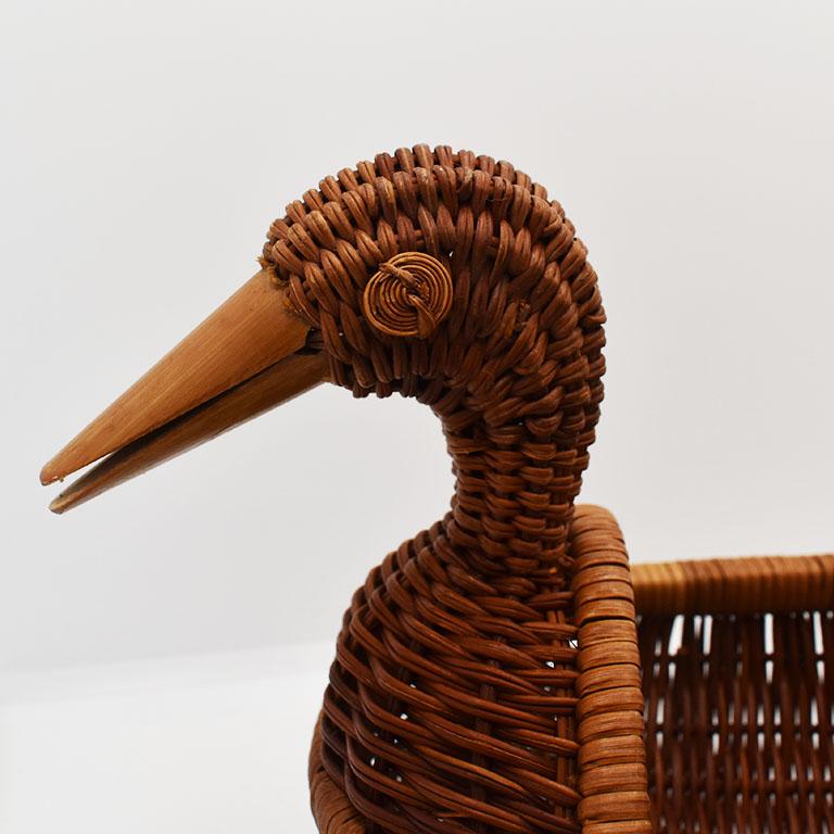 Small Rattan Wrapped Duck Basket For Sale at 1stDibs | wicker duck basket