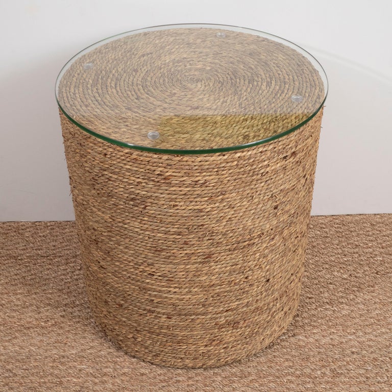 Small Rattan Wrapped Side Table at 1stDibs