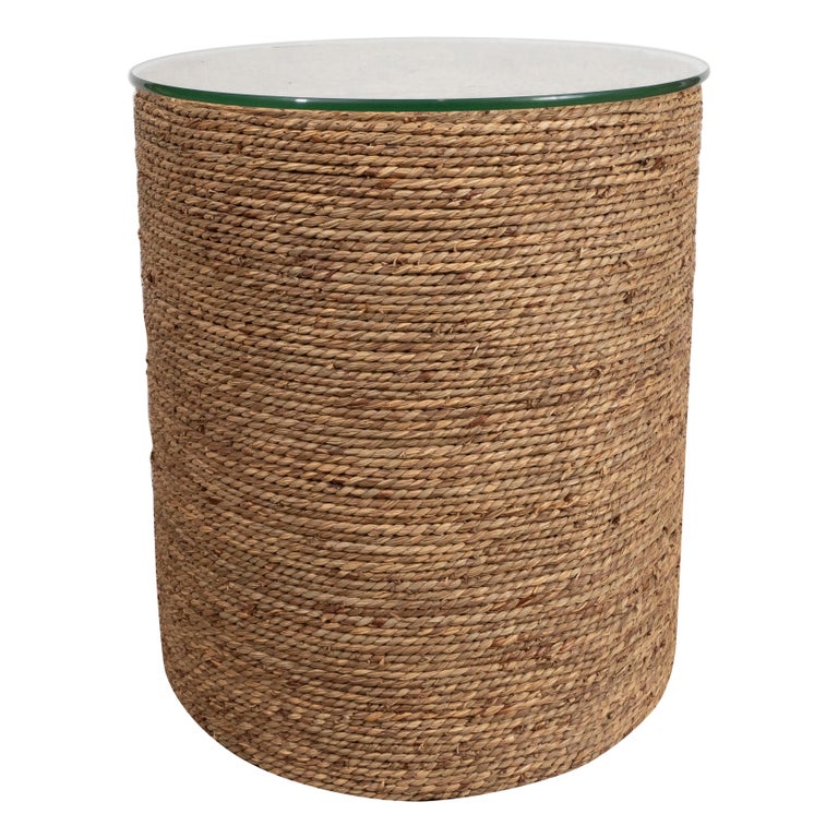 Small Rattan Wrapped Side Table at 1stDibs