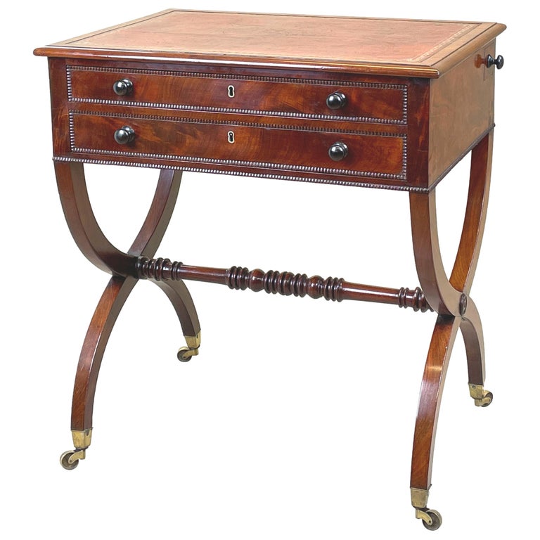 Small Regency Mahogany Writing Table For Sale at 1stDibs