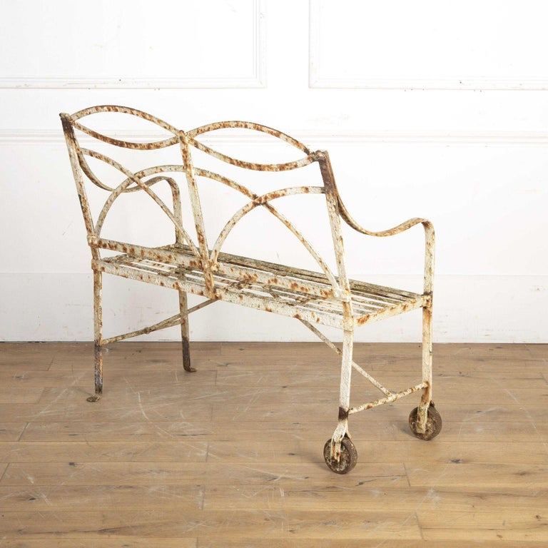 Small Regency Wrought Iron Strap Work Bench at 1stDibs