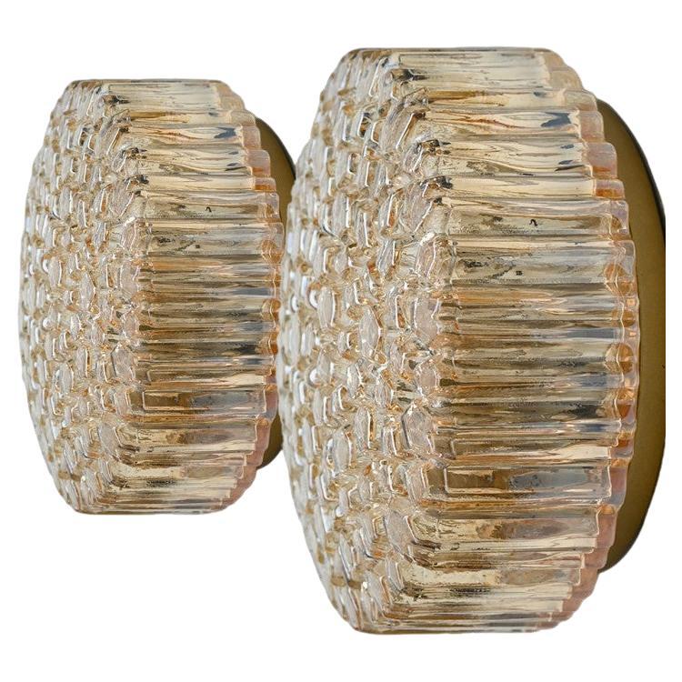 Small Round Clear Textured Glass Wall Light, Limburg For Sale at 1stDibs