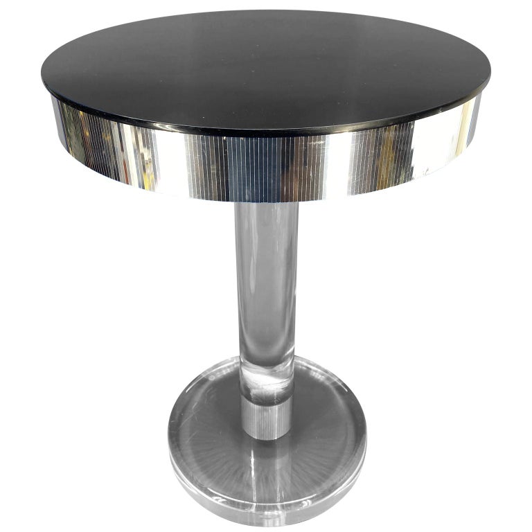 Small Round Italian Midcentury Lucite And Glass Top Side Table For Sale ...
