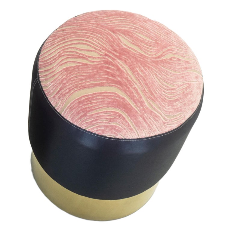 Small Round Ottoman with Gold Finished Base For Sale at 1stDibs | small ...
