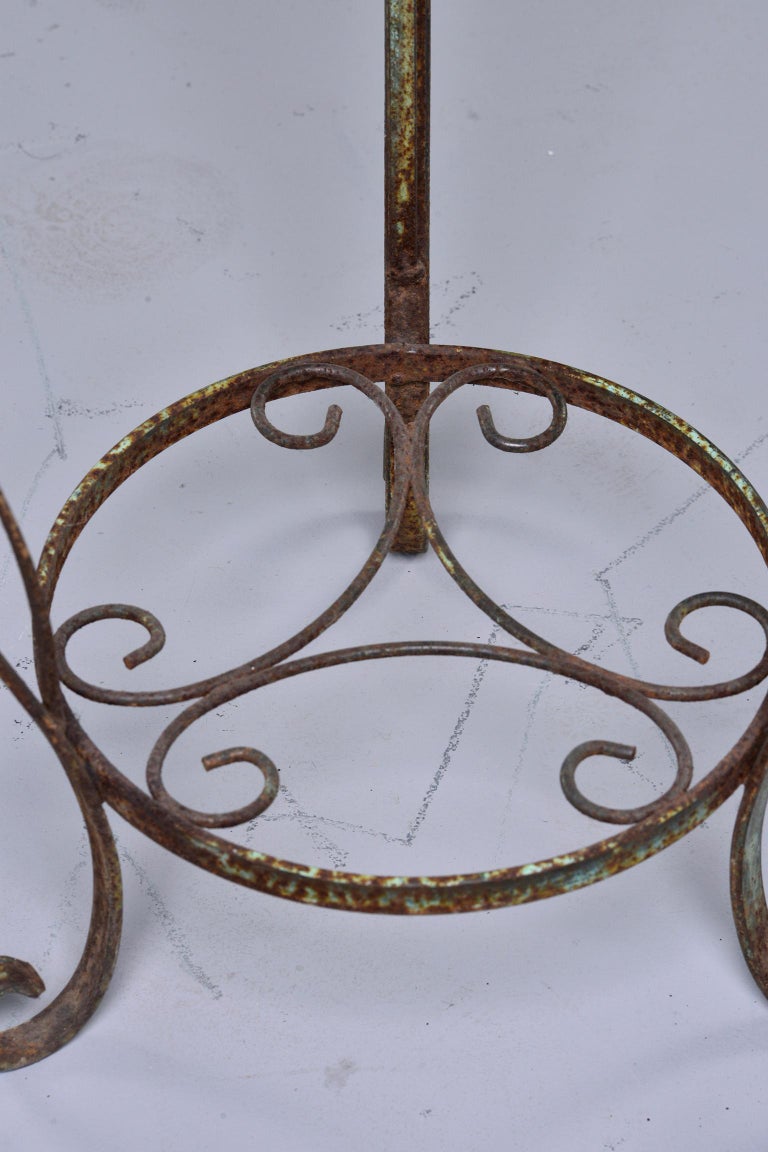 Small Round Side Table with Iron Frame and Glass Top at 1stDibs