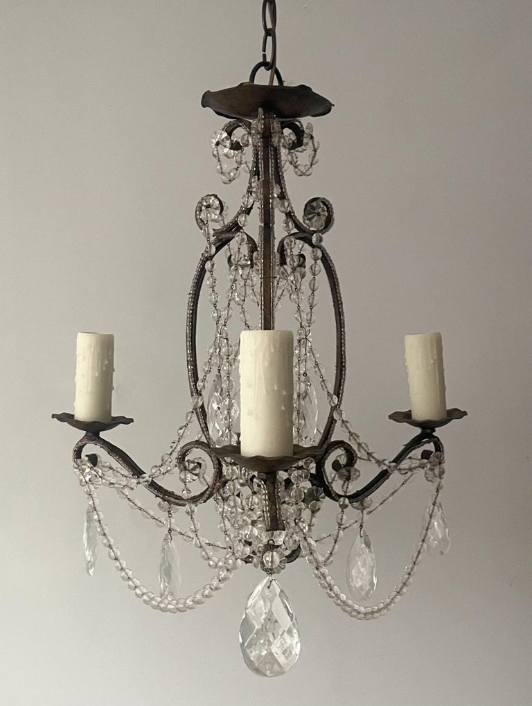 Small-Scale Italian Crystal Beaded Chandelier For Sale at 1stDibs