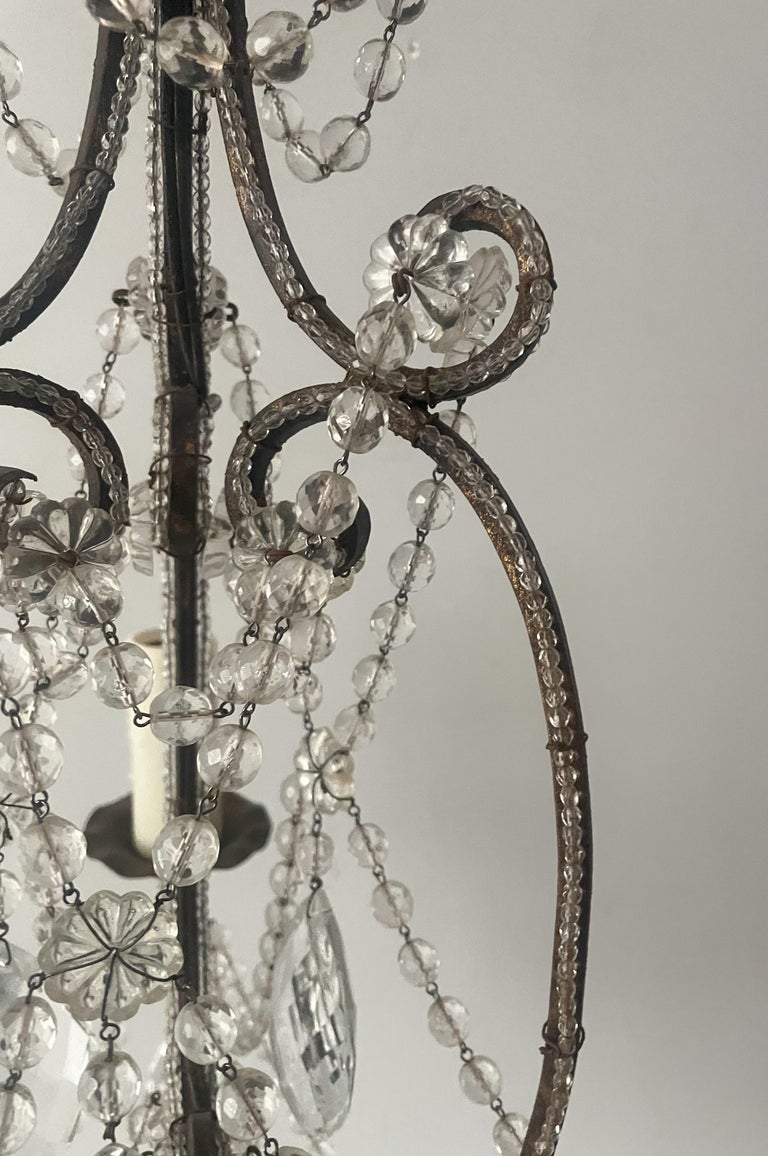 Small-Scale Italian Crystal Beaded Chandelier For Sale at 1stDibs